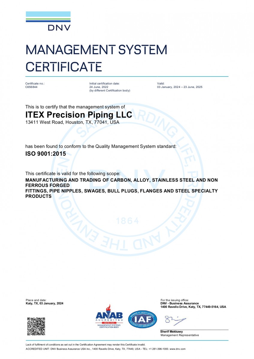 ITEX Precision Piping, LLC | Approvals & Certifications